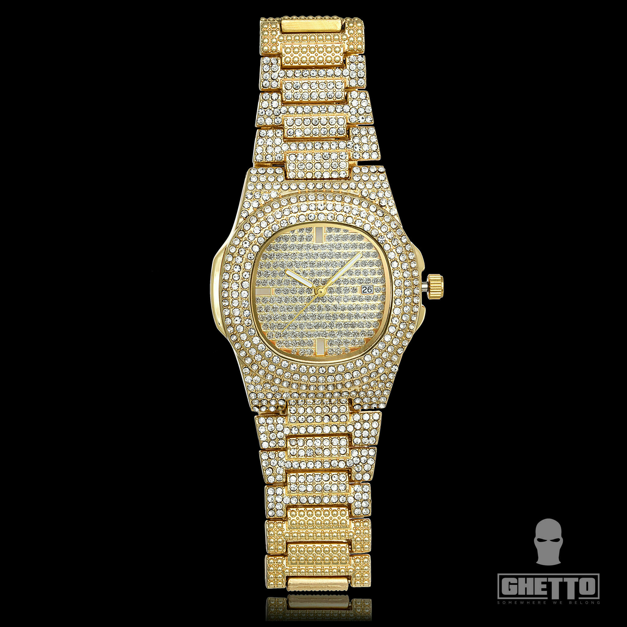 Ghetto Iced out Gold Wrist Watch - GHETTO