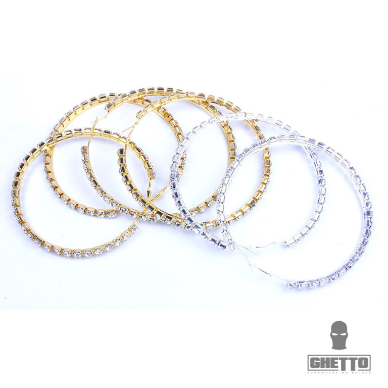 Ghetto Big Hoop Stainless Steel Earrings Diamond - GHETTO