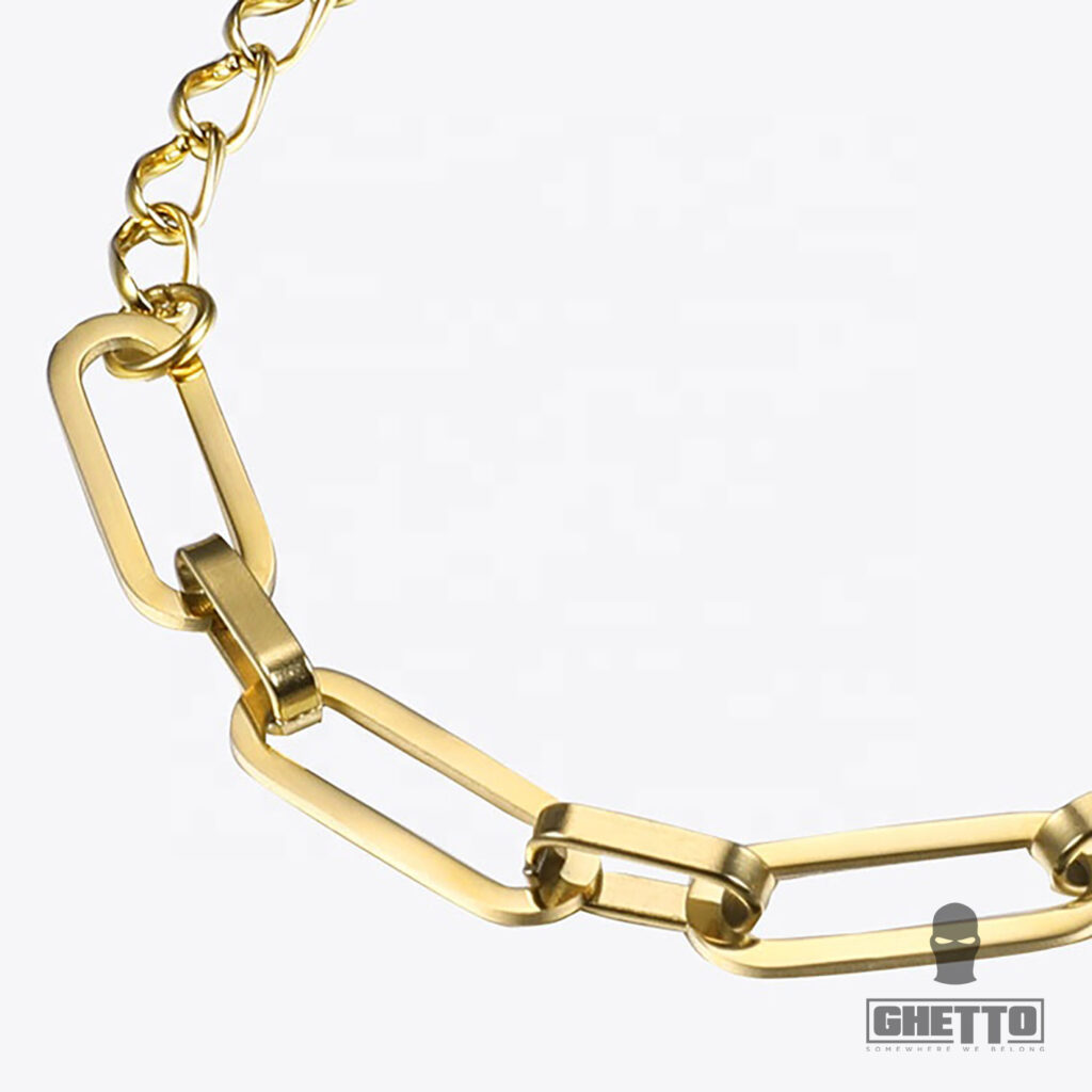 Ghetto Bracelet Star Gold Color Plated Stainless Steel Link Chain - GHETTO