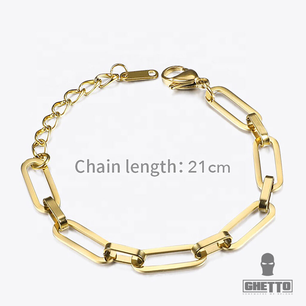 Ghetto Gold Color Plated Stainless Steel Link Chain Bracelet - GHETTO