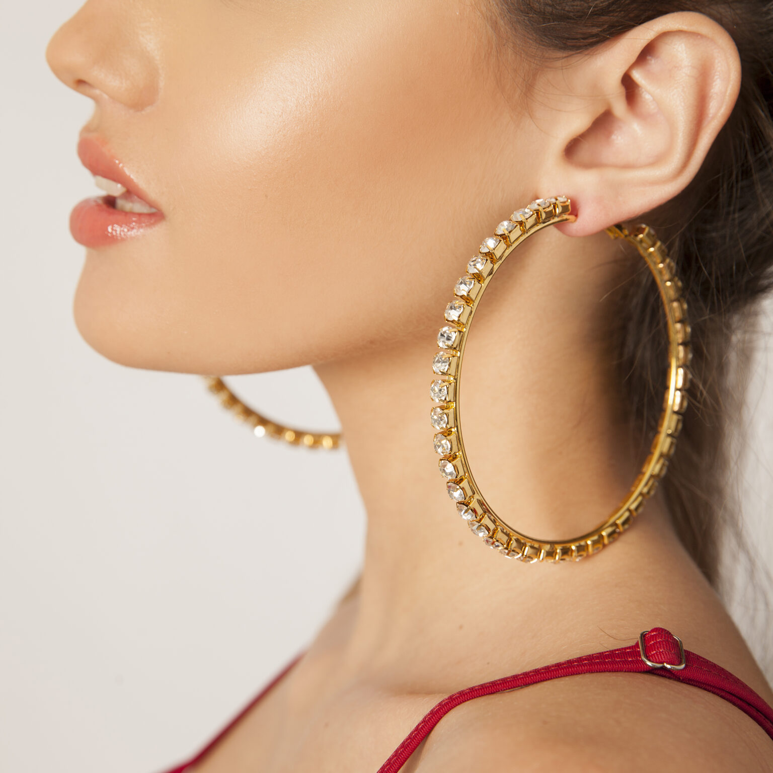 Ghetto Big Hoop Stainless Steel Earrings Diamond - GHETTO