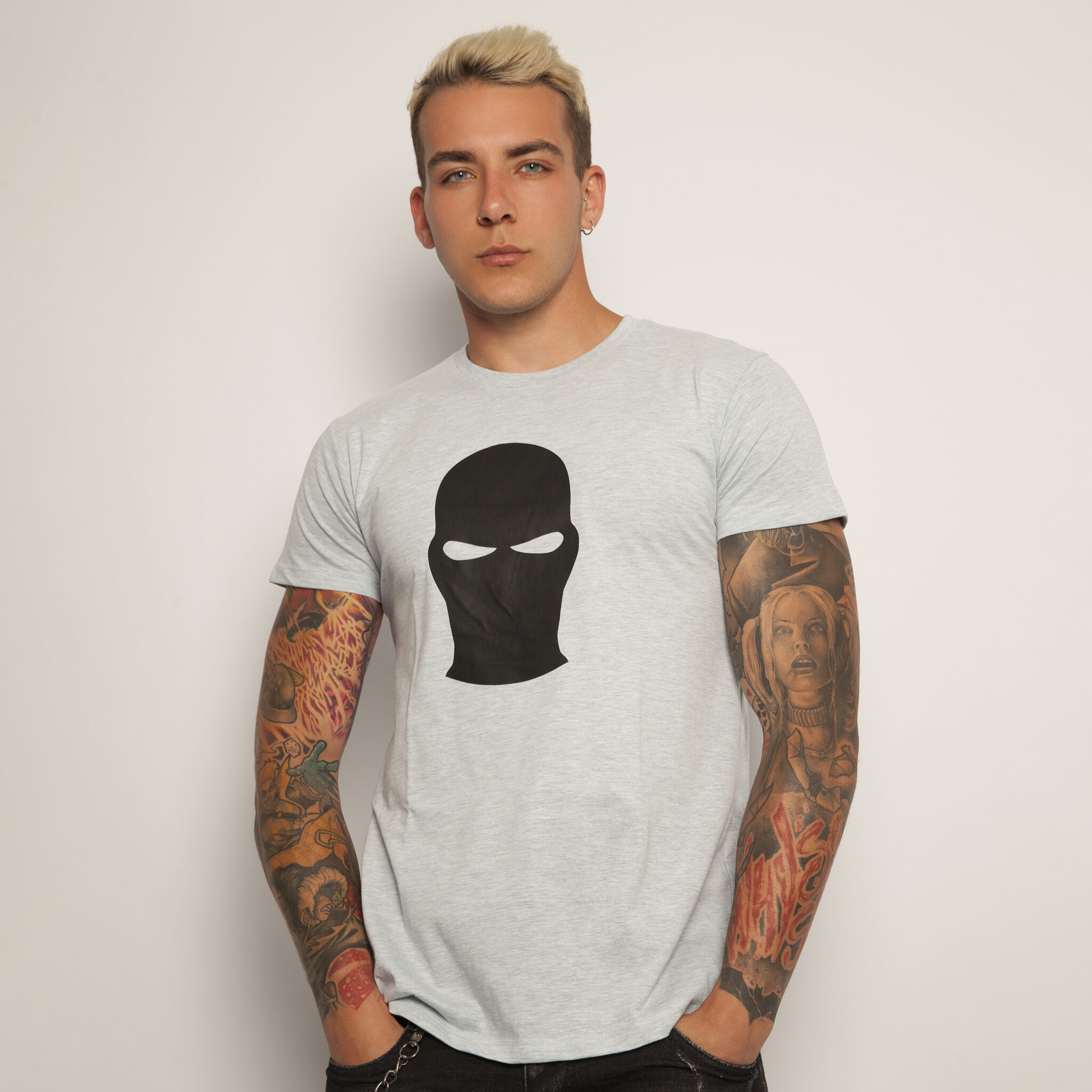 Ghetto Black Mask Gray T-SHIRT Men's - GHETTO