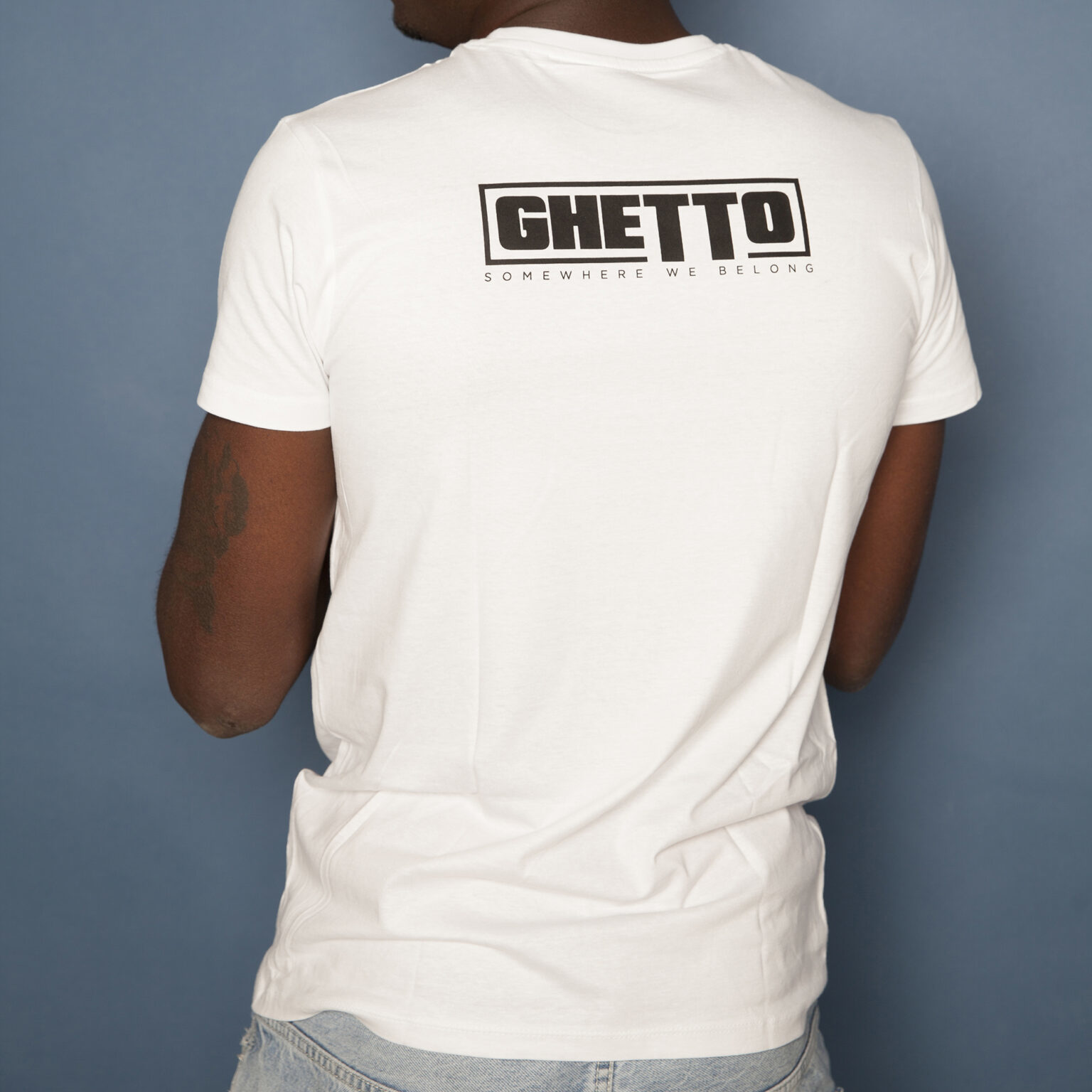 Ghetto Black Mask White T-Shirt Men’s | Streetwear Tee Somewhere We Belong