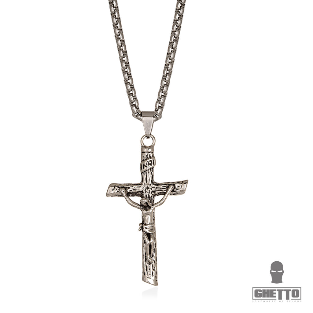 Ghetto Hip Hop Cross Stainless Steel Pendant Necklace - GHETTO
