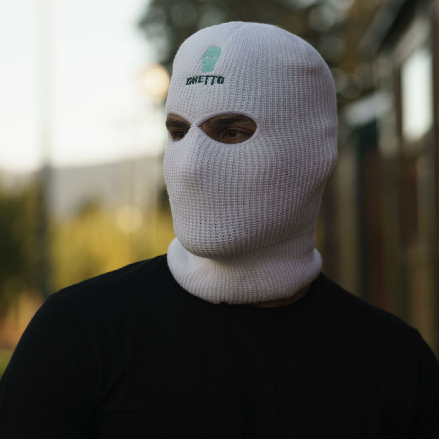 Ghetto White Full Face Cover Embroidery Logo GHETTO MASK - GHETTO