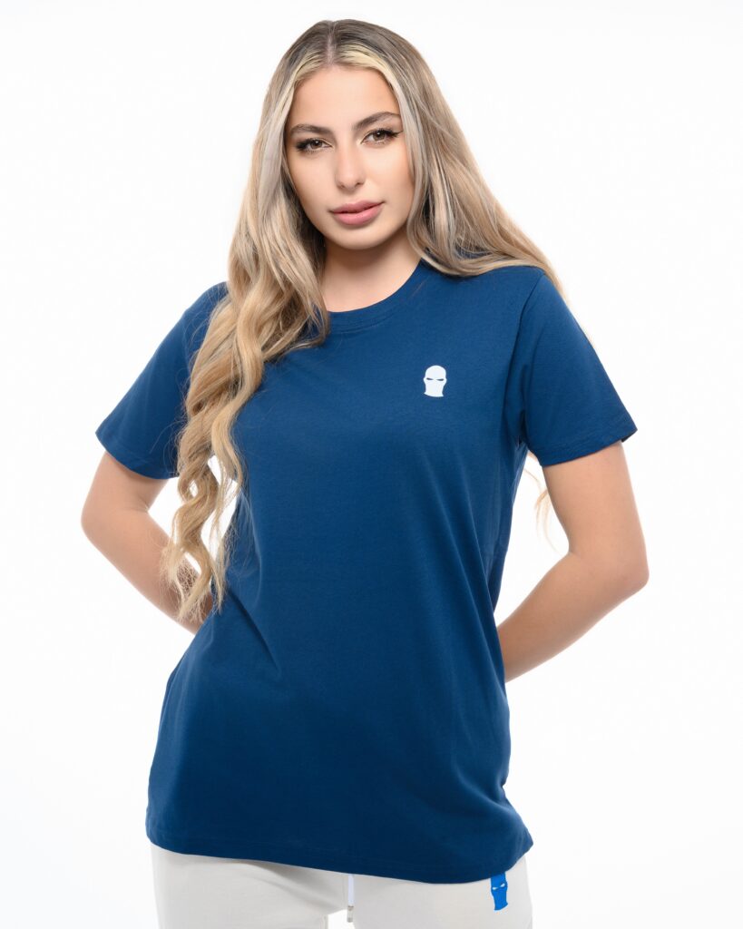 Ghetto Navy Blue T-Shirt Mask White Logo | Unisex Streetwear Cotton Tee